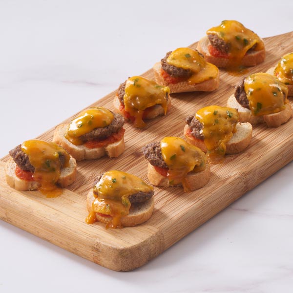 Cheeseburger Crostini | Savoury Canapes | Premium Buffet Food